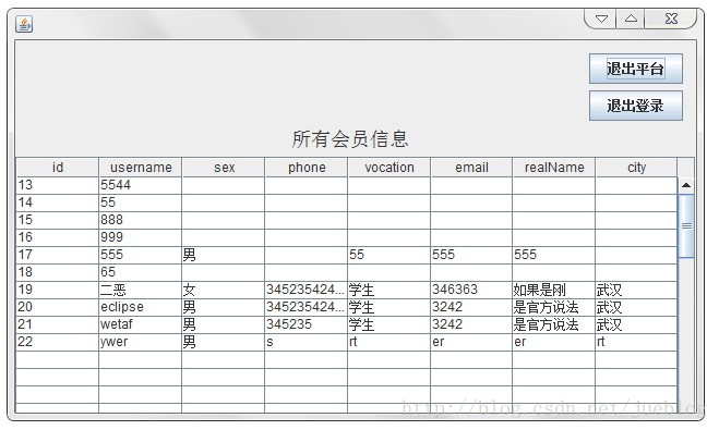 【java】可视化swing中jtable控件绑定sql数据源的两种方法 Jtable绑定对象 Csdn博客