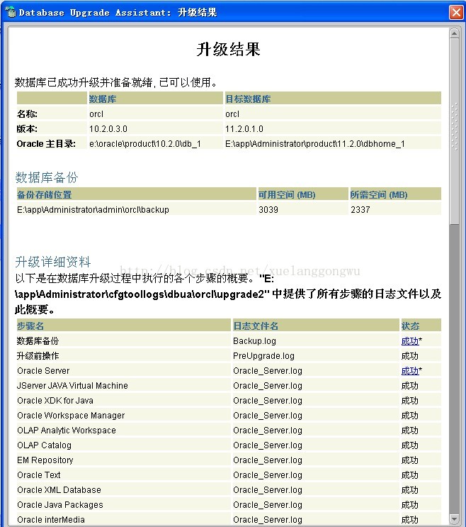 Oracle数据库升级记从10203版本升级到11201版本 使用database Update Assistant工具 9961