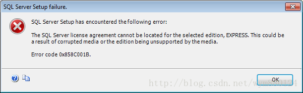 Sql 2012 Express 安装报错 Error Code 0x858c001b Csdn博客