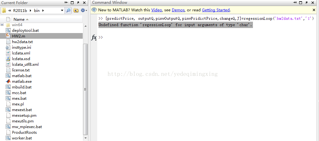 Matlab中发生undefined Function Regessionloop For Input Arguments Of Type