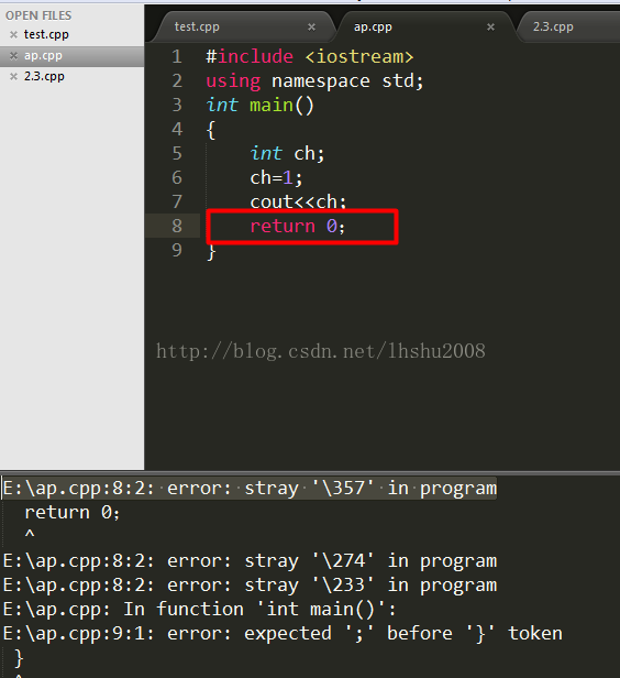 Sublime Textmingw编译时提示错误 Error Stray 357 In Program（已解决）mingw