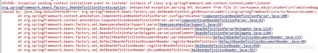 Java Lang Nosuchmethoderror Org Springframework Beans Factory Xml Xmlreadercontext