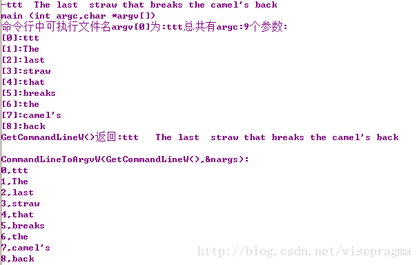 命令行参数wmain Int Argcwchart Argv 代码拉起 Wchar参数的命令行程序 Csdn博客 