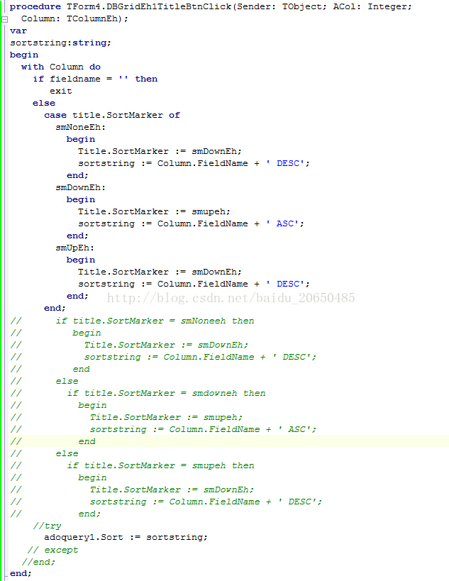 Delphi实现dbgrideh点击列自动排序tdbgrideh增加某列排序 Csdn博客 