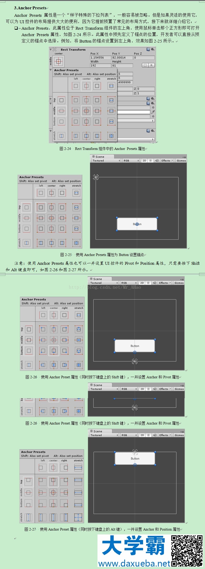 Unity Ugui——rect Transform组件（anchor Presets） Unity Anchor Presets Csdn博客