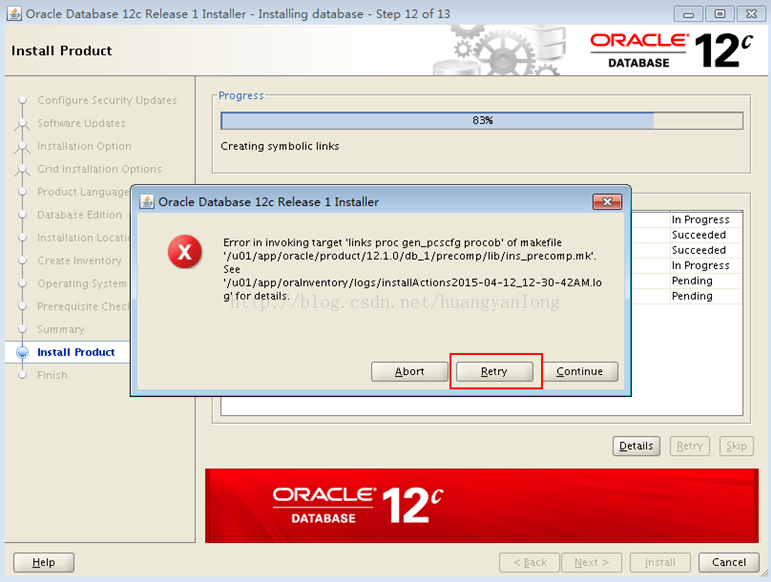 Linux7安装oracle12c遭遇insprecompmk报错error In Invoking Target Links Csdn博客 
