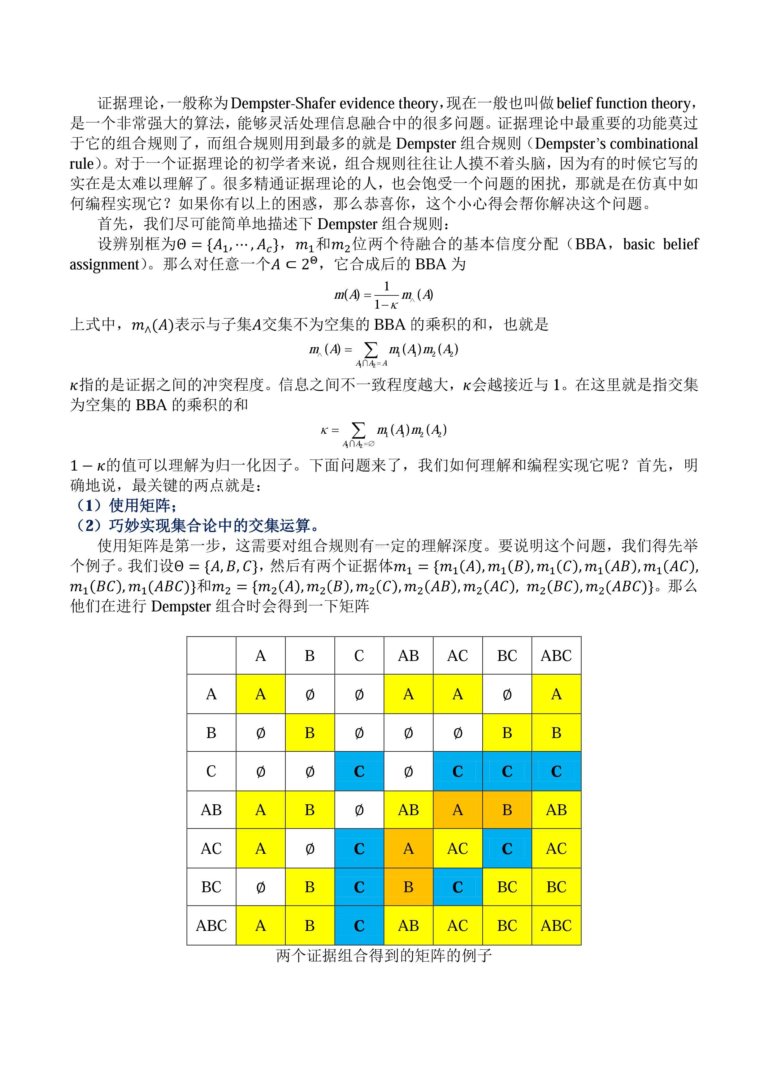如何理解和编程实现证据理论的dempster组合规则？ Csdn博客 