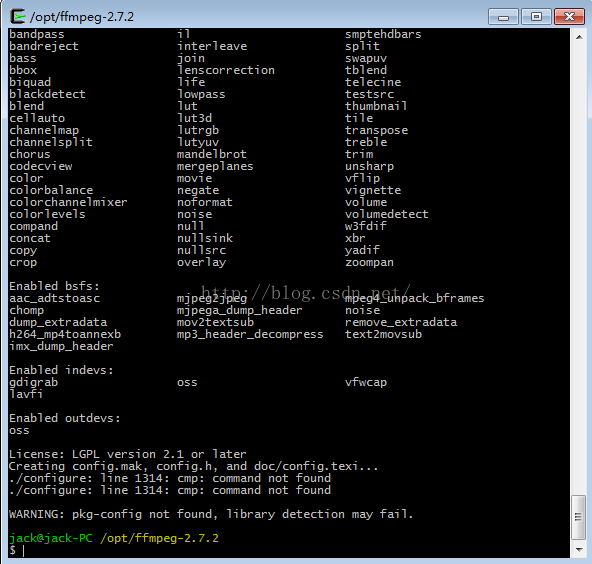 Cygwin环境下ffmpeg的配置cygwin Ffmpeg Csdn博客 0531