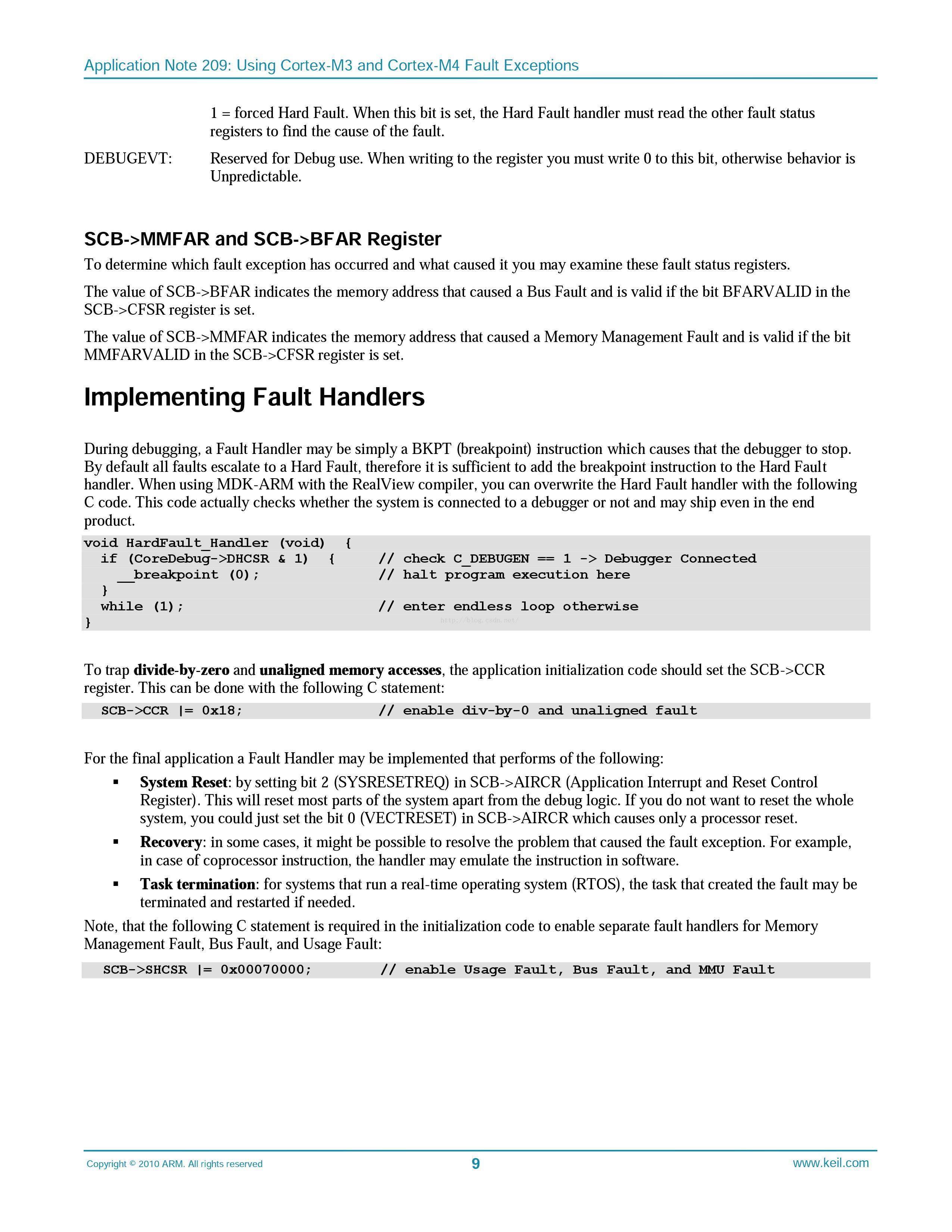 Using Cortex M3 And Cortex M4 Fault Exceptionsapnt209pdf Csdn博客 