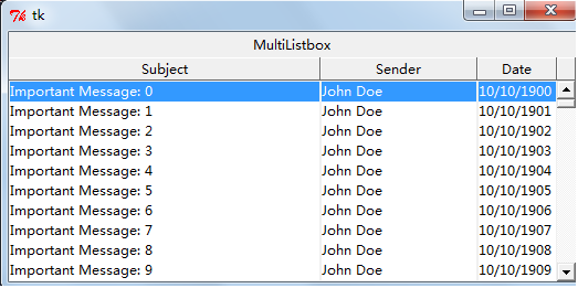 Tkinter实现listbox单行多值tkinter Multilistbox Csdn博客