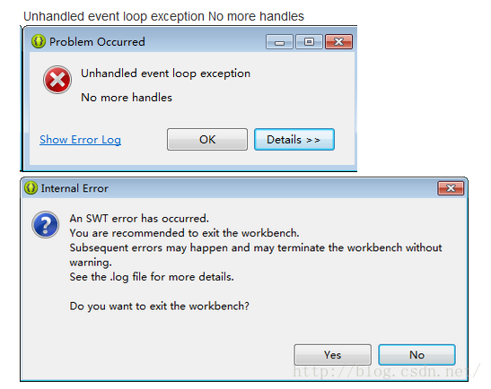 Eclipse报错： Unhandled Event Loop Exception No More Handles 超宇 博客园