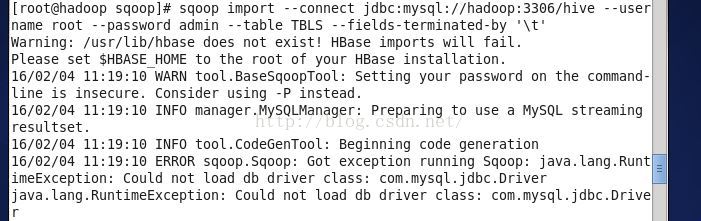 Sqoop Import Error Sqoop Sqoop Got Exception Running