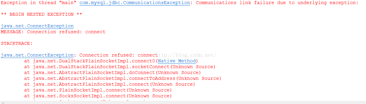 Exception In Thread Main Com Mysql Jdbcmunicationsexception Csdn博客