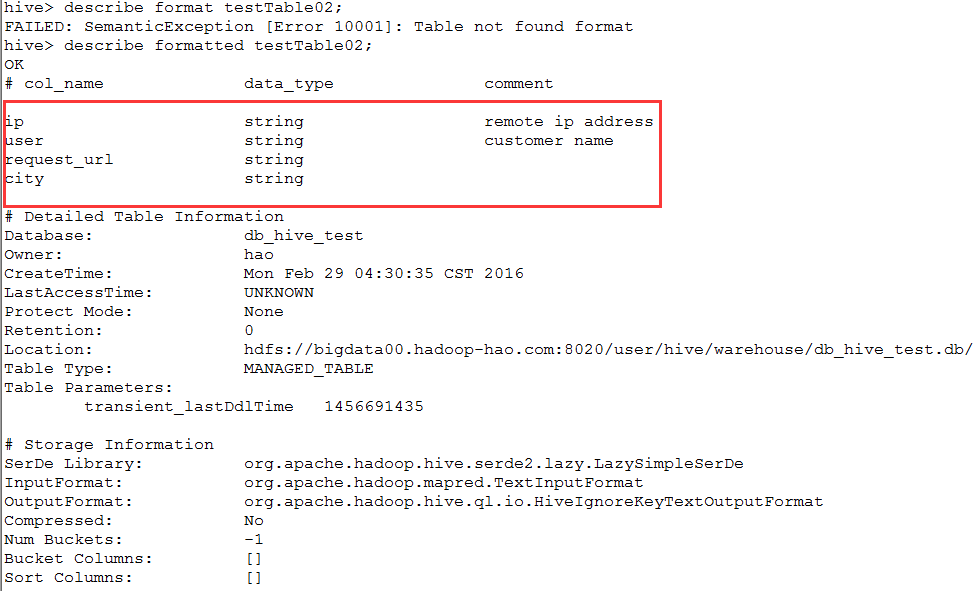 Hive建表以及测试 复制数据库dbtest中表userinfo的结构建立新表userinfocopy1的命令 Hive Csdn博客