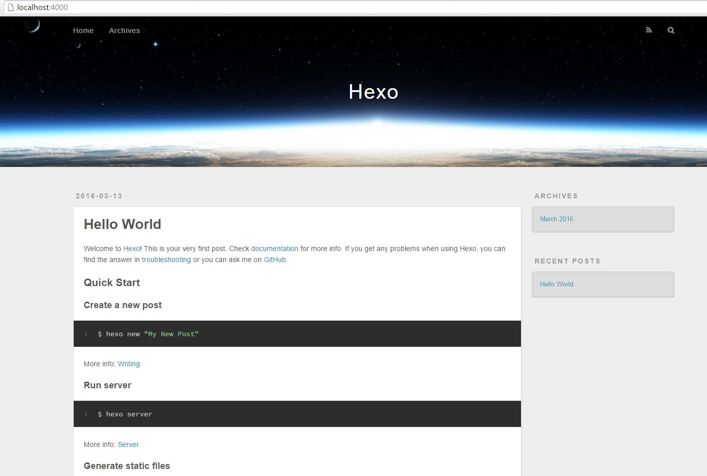 使用github Pages Hexo 快速搭建个性化博客一 部署hexo默认blog模板至远程githubgithub Pages Hexo模板 Csdn博客