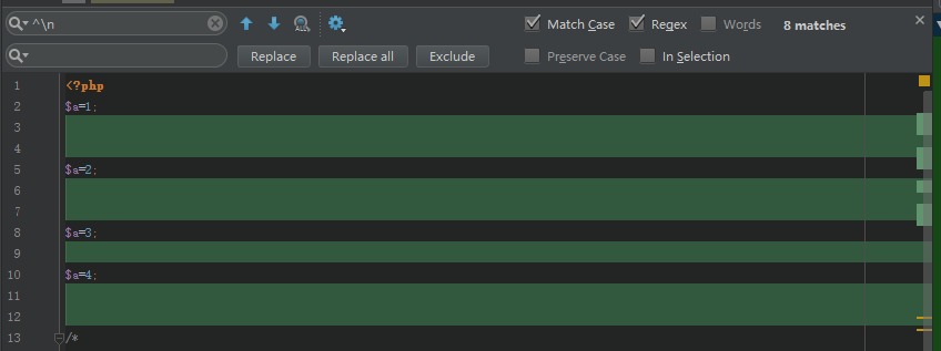 Tips For Phpstorm To Delete Blank Lines Of PHP Code With Regular 