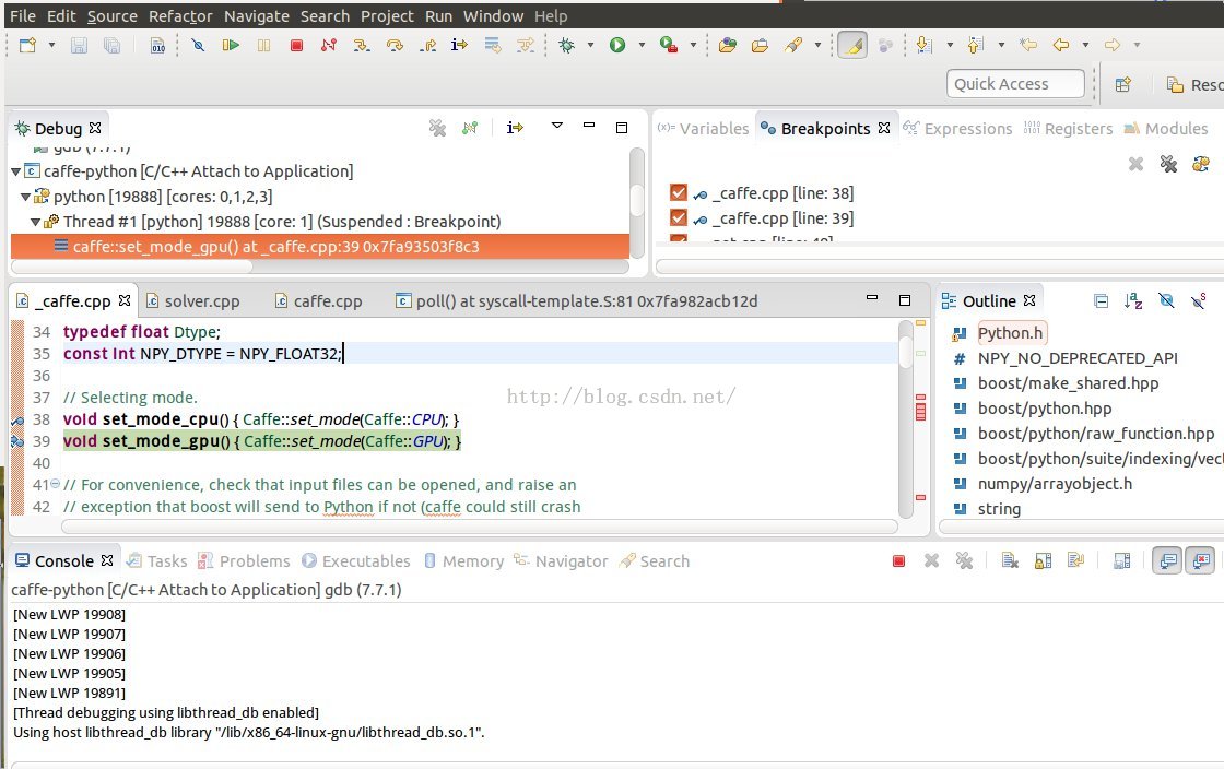 （caffe）eclipse调试的python接口（动态链接库caffeso）python调用caffe 调试 Csdn博客