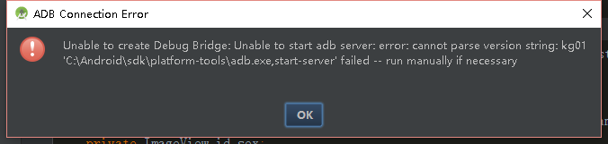 Unable to create Debug Bridge:Unable to start adb server_error initializing adb: unable to ...