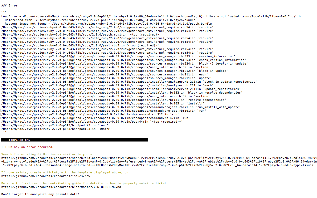 Cocoapods为新项目添加第三方类库时出错error Loading Rubygems Plugin Csdn博客