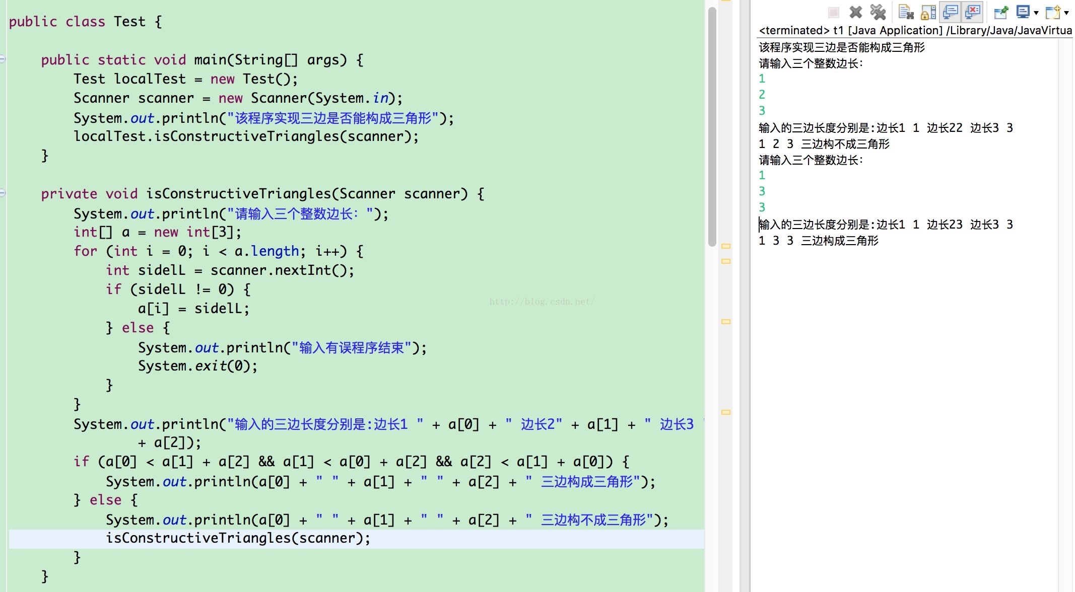 Java小程序：判断三边构成三角形三条边如何构成一个三角形 Java Csdn博客 