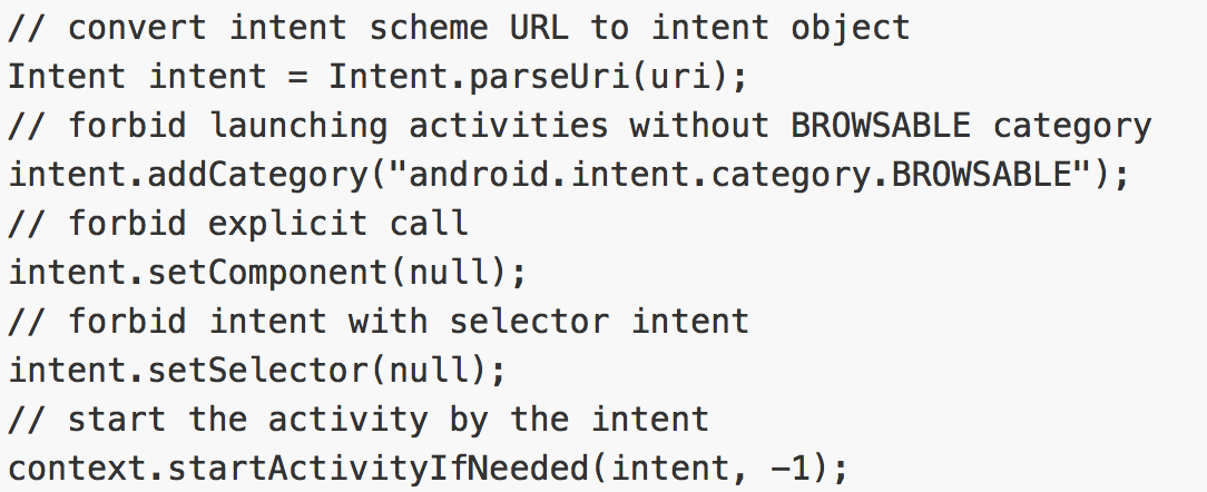 Android静态安全检测 Intent Scheme Url 漏洞intentparseuri Csdn博客 