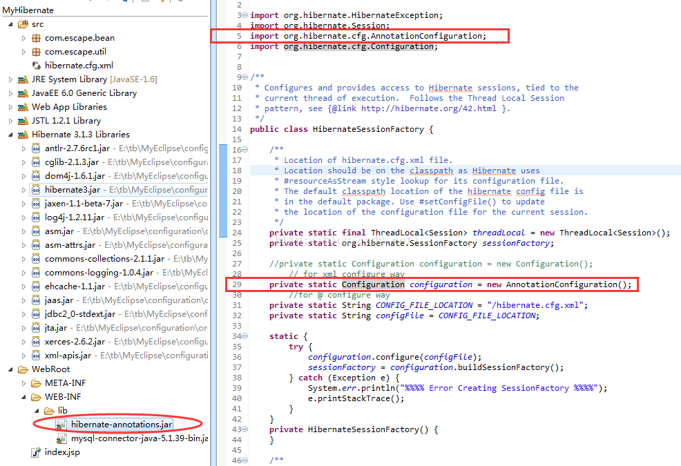 Hibernate 3 1使用 Import Org Hibernate Cfg Annotationconfiguration 出错 Hibernate Org Hibernate Cfg