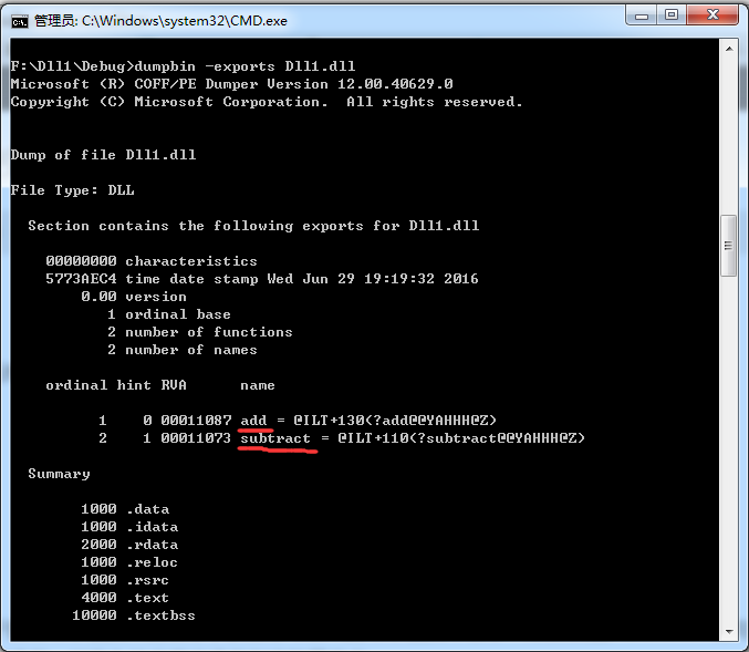 Use The Dumpbin Command To Confirm The Export Function Of The Dll Programmer Sought