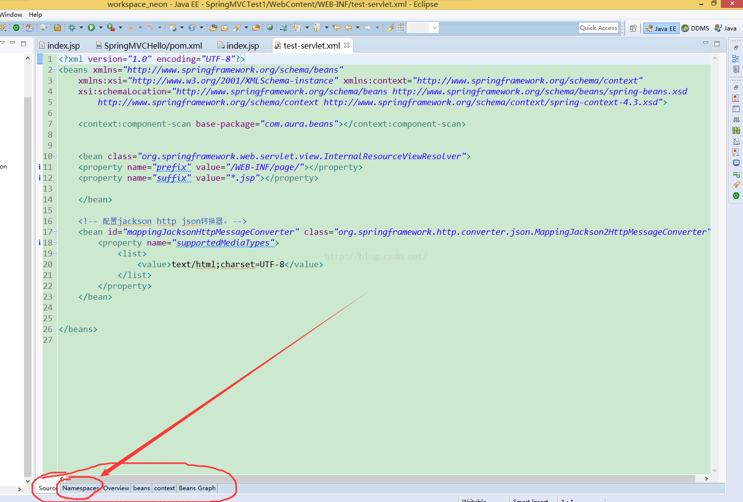 Eclipse 上xml 文件打开后底下不会出现namespace等信息的原因eclipse中spring的xml文件下方不显示namespaces标签 Csdn博客 