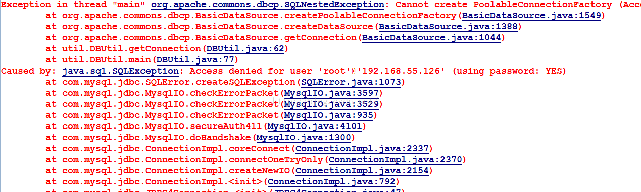 解决cannot Create Poolableconnectionfactory Access Denied For User Xxx Xxx Xxx Xx Xxx Using
