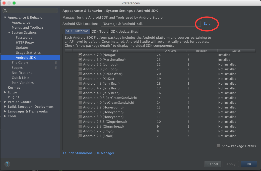 Android Sources for android api 24 not found 错误解决！_android sdk source code for this api level ...