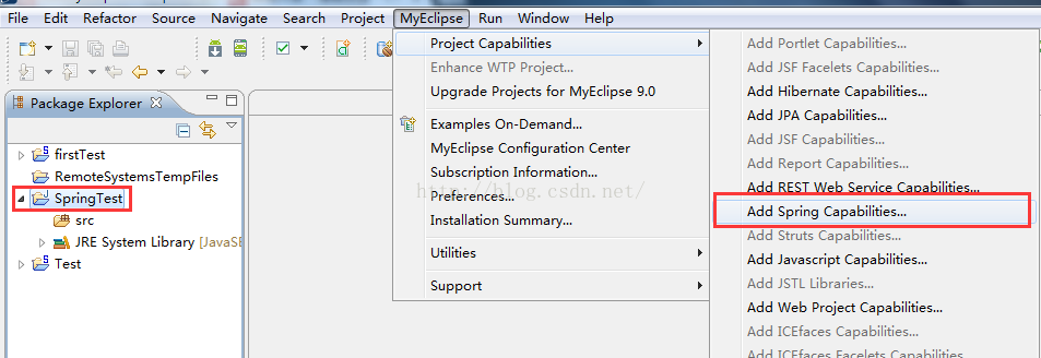 Eclipsemyeclipse上配置spring环境eclipse Add Spring Capabilities Csdn博客 7626