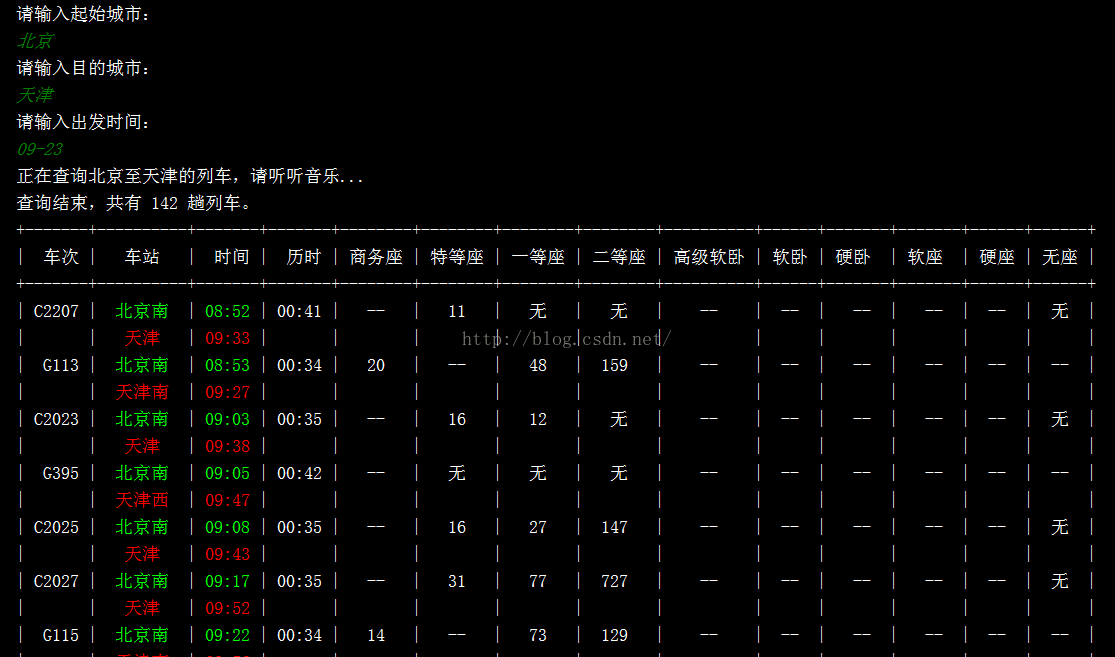 用python实现火车票查询（含票价版）python 实现火车票查询工具 Csdn博客 2563