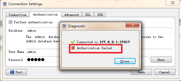 Robomongo连接mongodb 3 0报 Authorization Failed 解决办法 Robomongo Authorization Failed Csdn博客