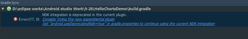 Android Studio报错: NDK integration is deprecated in the current plugin_ndk.abifilters ndk ...