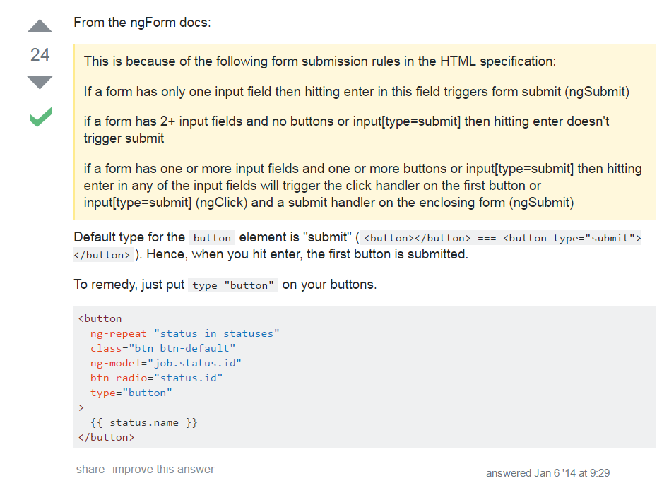 Angular输入框内按下回车会触发其它button的点击事件的解决方法angular Button元素typebutton Csdn博客