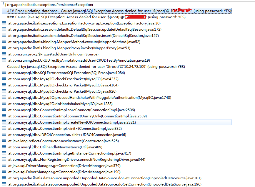 Cause: java.sql.SQLException: Access denied for user '${root}'@-CSDN博客