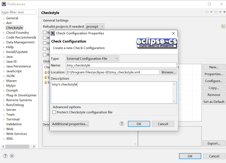 在eclipse中配置checkstyle Checkstyle Eclipse配置 Csdn博客