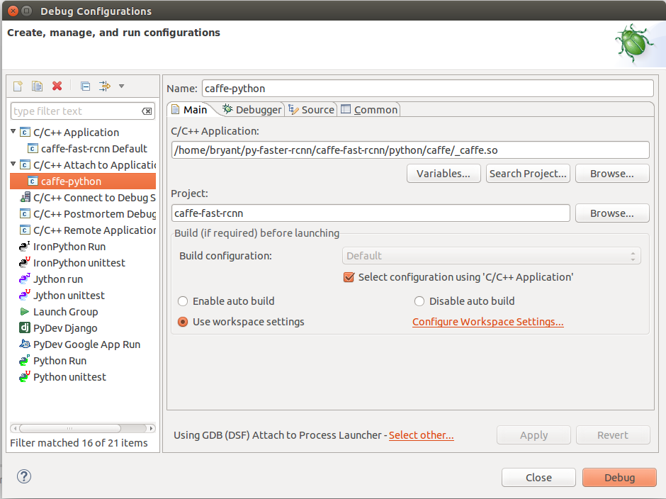 Caffe学习（九）使用Nsight Eclipse调试py-faster-rcnn（C++/python混合代码调试）_python nsight包-CSDN博客