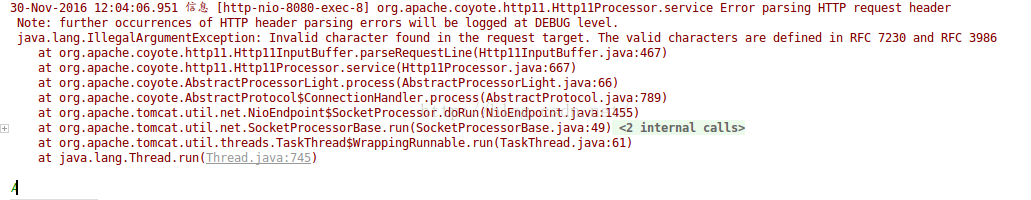 Tomcat 报 The Valid Characters Are Defined In Rfc 7230 And Rfc 3986 U8
