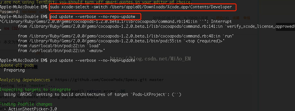 Cocoapods执行update时候报错 Error Rpc Failed Curl 56 Sslread Return Error 36cocoapods Pod Error 
