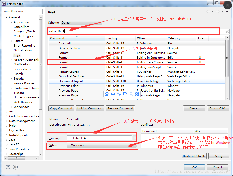 Eclipse格式化代码快捷键ctrlshiftf失效eclipse格式化快捷键失效 Csdn博客 