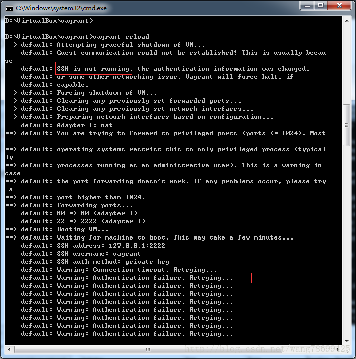 解決vagrant Default Warning Connection Timeout Retrying 的問題 程式人生