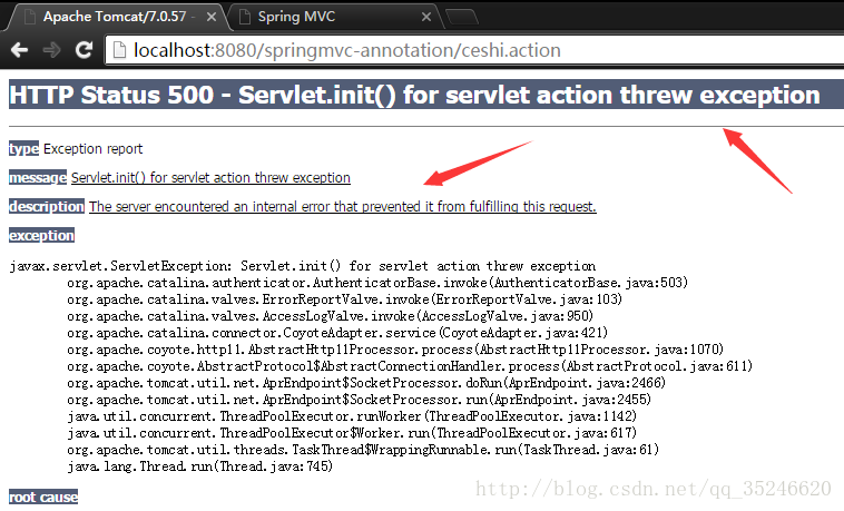 出现 Status 500 It For Servlet Springmvc Threw Exception 异常的原因及解决方法servlet