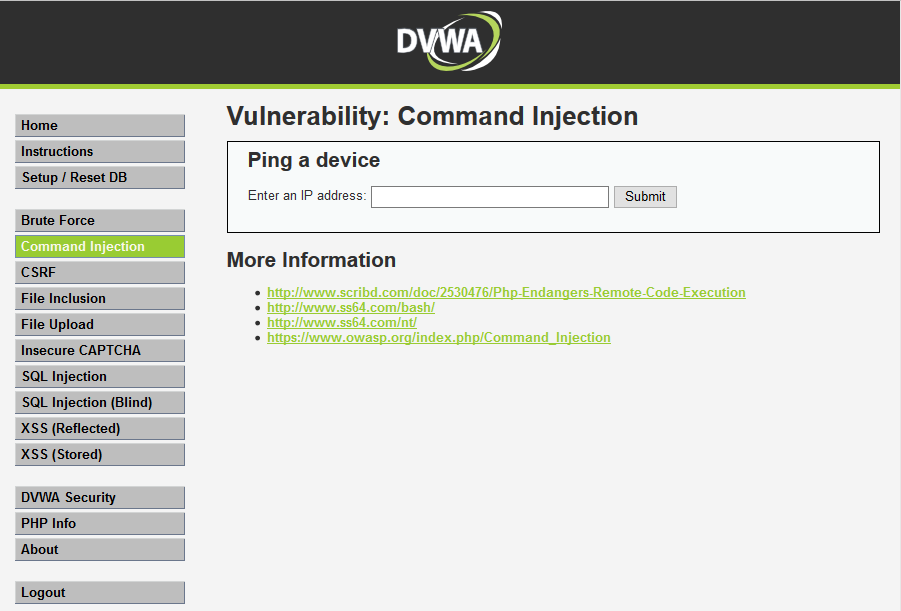 Dvwa系列四 Command Injection 命令行注入octet Csdn博客 