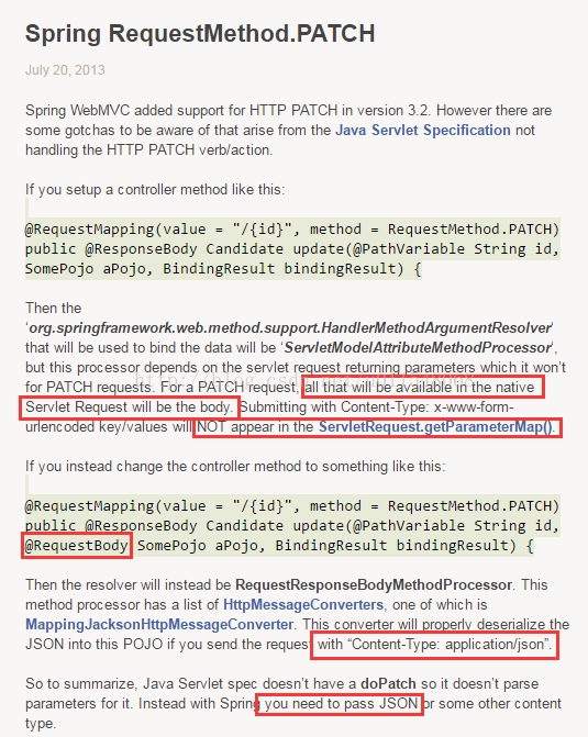 请求使用patch，后台springmvc处理请求参数问题patch Requestbody Csdn博客 4559