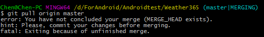 Git Push Origin Master报错【及】mergehead Exists报错解决办法git Push F U Origin Master报错需要merge又回去了怎么办 