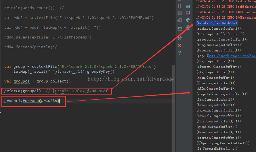 Spark中textfile、groupbykey、collect、flatmap、map结合小案例（案例虽小，功能齐全）spark Get Collect Flatmap Csdn博客 