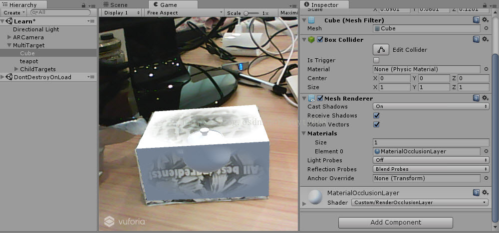 Unity3d制作vuforia的occlusion例子vuforia Occlusion Csdn博客 