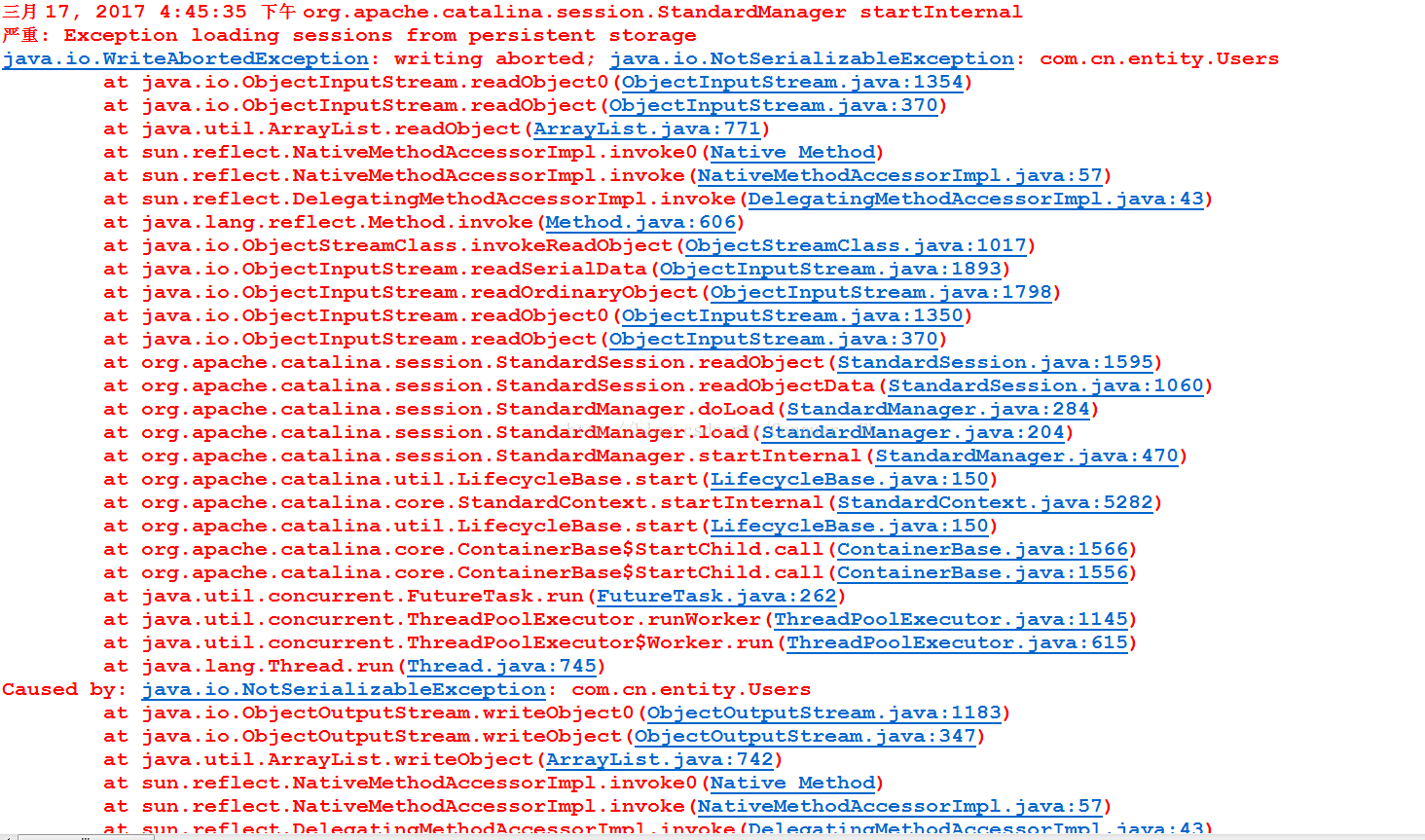 Caused By Notserializableexception Comcnentityusers 